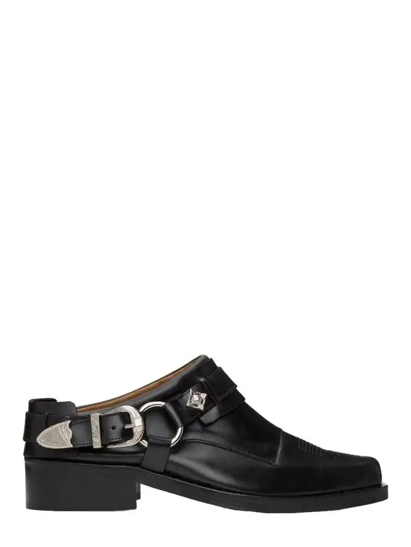 TOGA VIRILIS Buckled Leather Slip-on Boots - Black
