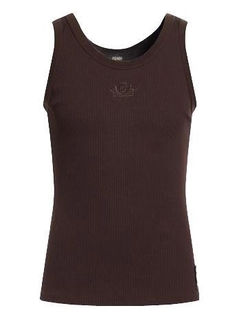 Fendi Ribbed Jersey Tank Top - Brown