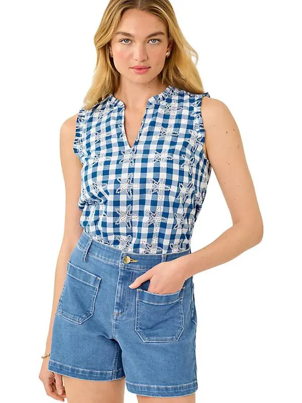 Lilly Pulitzer® Kavalla Sleeveless Ruffle Top - Navy