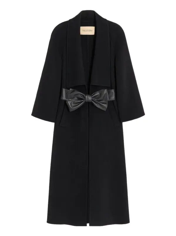 Valentino Garavani Long-sleeved Belted Coat - Black