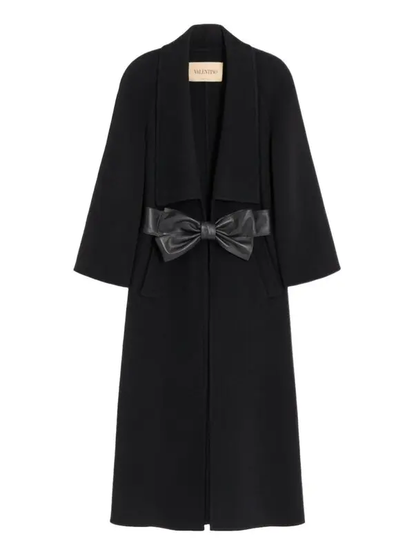 Valentino Garavani Long-sleeved Belted Coat - Black