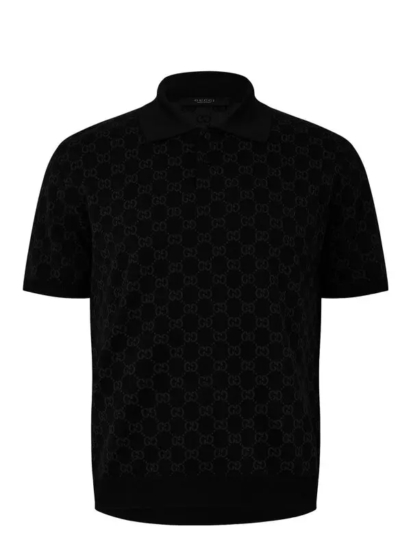 Gucci Minimal Jacquard Short-sleeve Polo - Black
