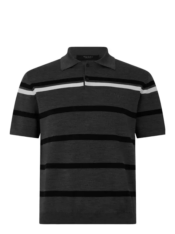 Gucci Striped Short-sleeve Knit Polo - Black