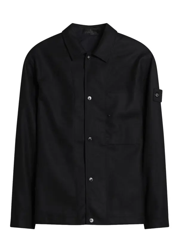 Stone Island Ghost Wool Nylon Flannel Overshirt - Black