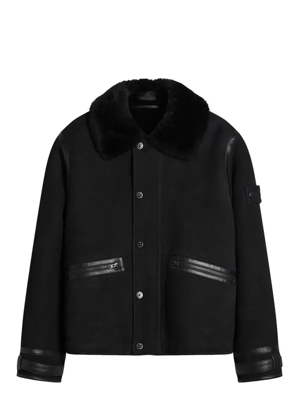 Stone Island Ghost Suede Sheepskin Jacket - Black
