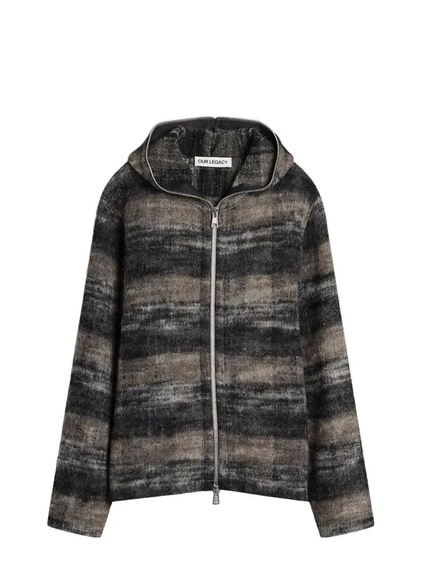 Our Legacy Woods Check Lofty Wool Full Zip Hood - Night