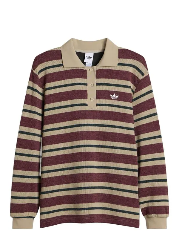 Adidas Striped Polo Knit Jumper - Shadow Red