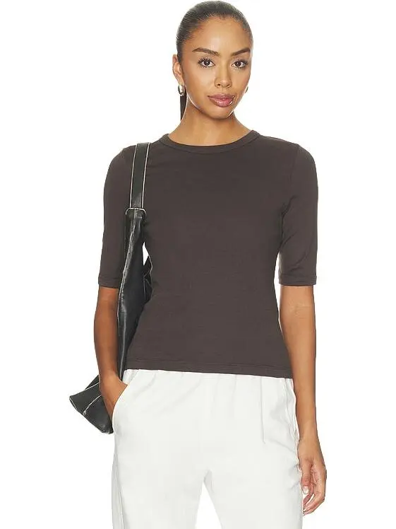 Enza Costa Supima Cotton Classic Half Sleeve T-shirt - Espresso