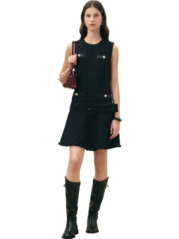Fabrique Amelia Low Rise Tweed Dress - Black