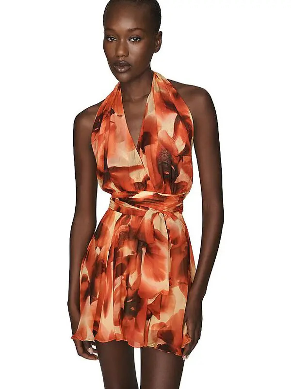 Rococo Sand Halter Mi Dress - Yellow Pattern