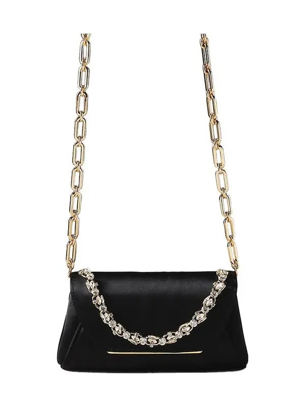 Badgley Mischka Seraphina Satin Clutch With Crystal Handslip - Black