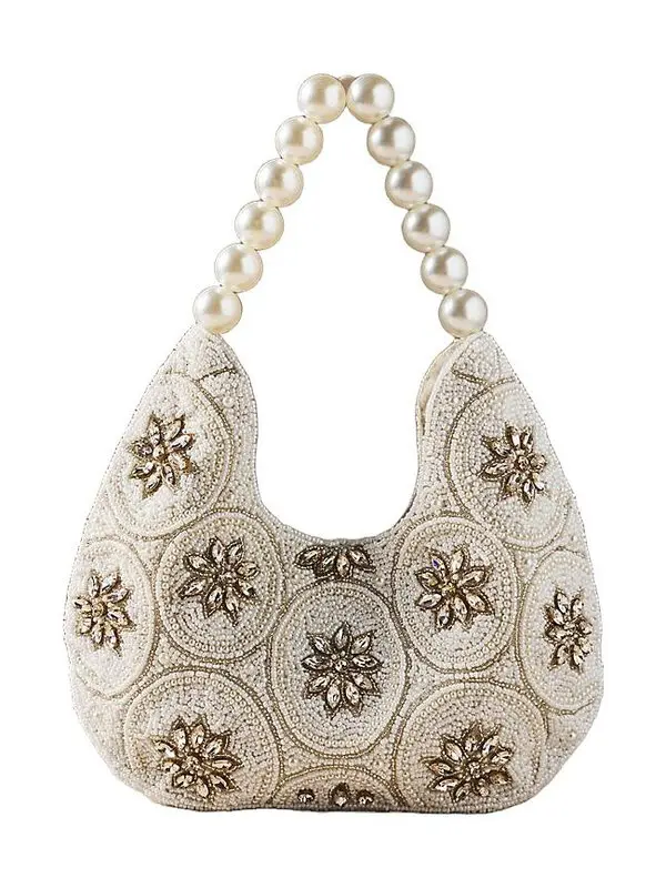 Anthropologie Pearl Spur Beaded Bag - Ivory