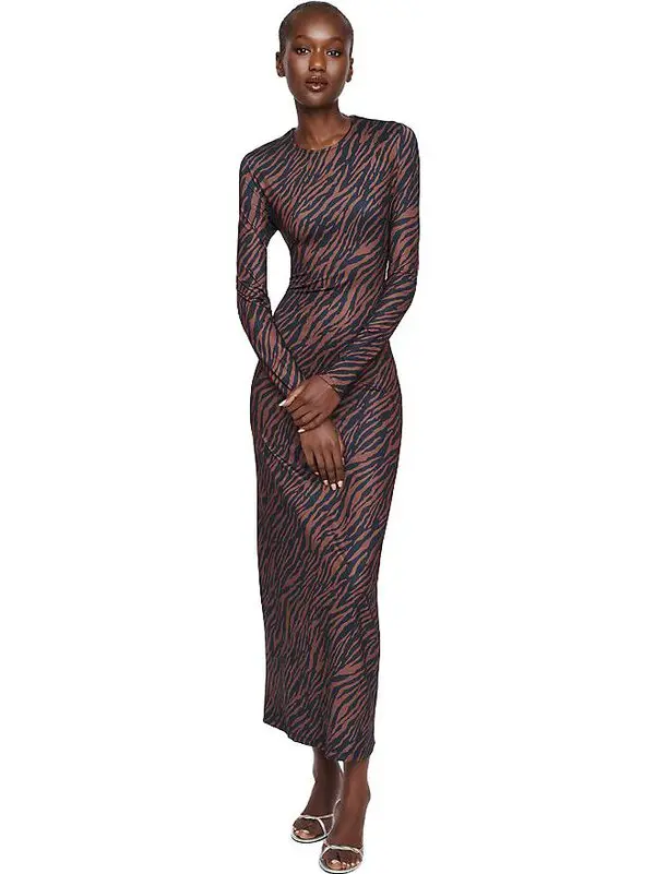 Anthropologie Slim Knit Maxi Dress - Brown Pattern
