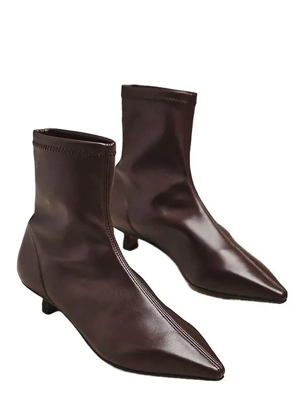 Maeve Pointed-toe Sock Booties - Brown