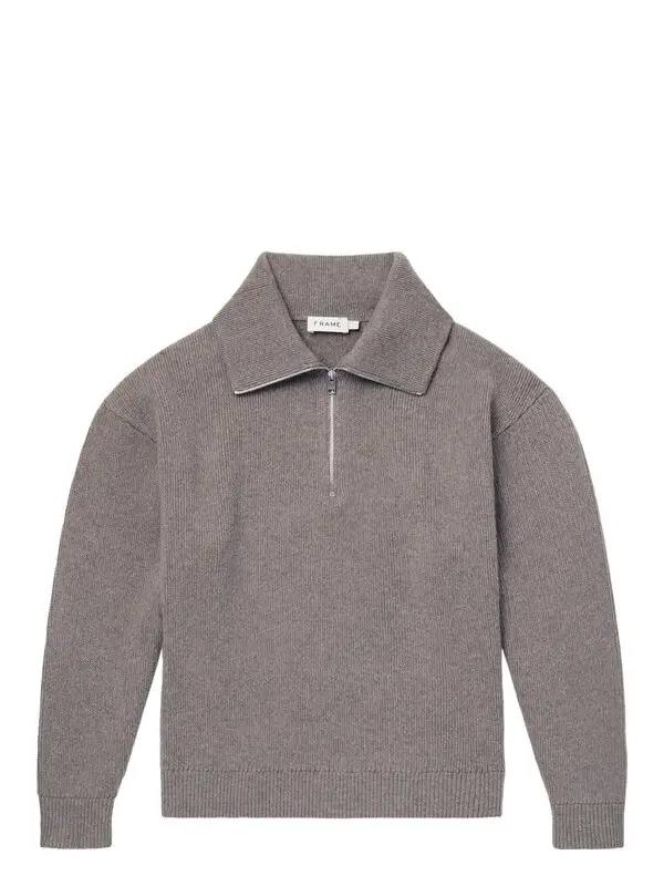 FRAME Wool Quarter-zip Sweater - Gray