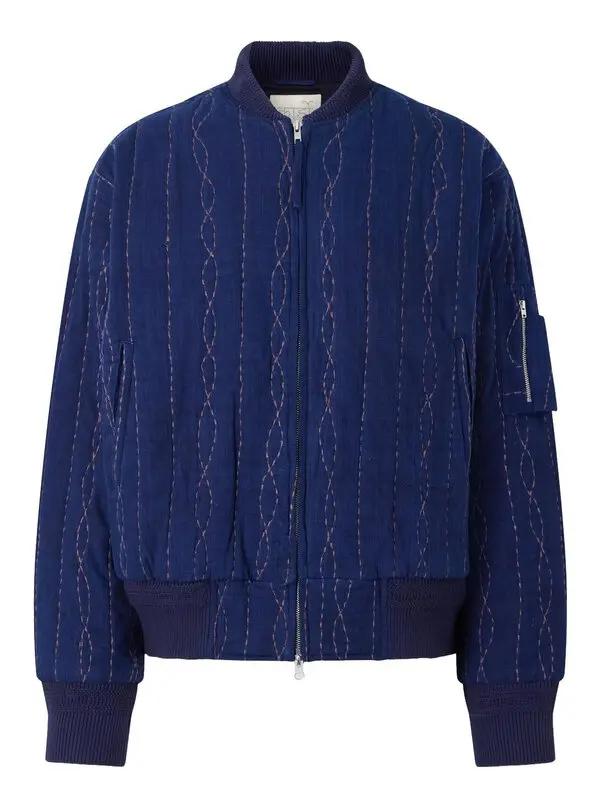 KARDO Max Embroidered Cotton Bomber Jacket - Blue