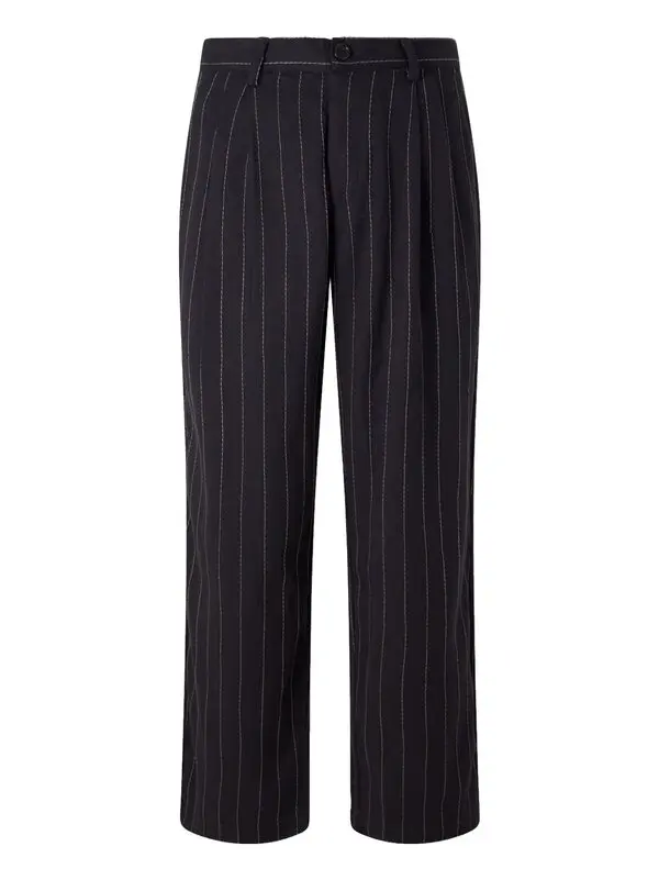 KARDO Antonio Straight-leg Embroidered Cotton Trousers - Blue