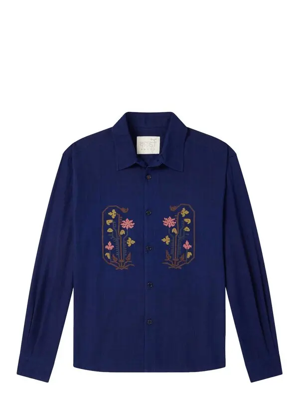 KARDO Luis Embroidered Cotton Shirt - Blue
