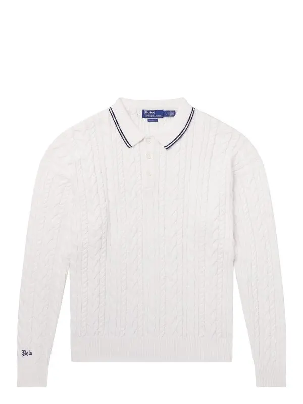 Polo Ralph Lauren Cable-knit Cotton And Linen-blend Sweater - Neutrals