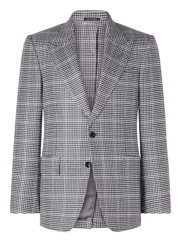 TOM FORD Houndstooth Wool-blend Blazer - Black