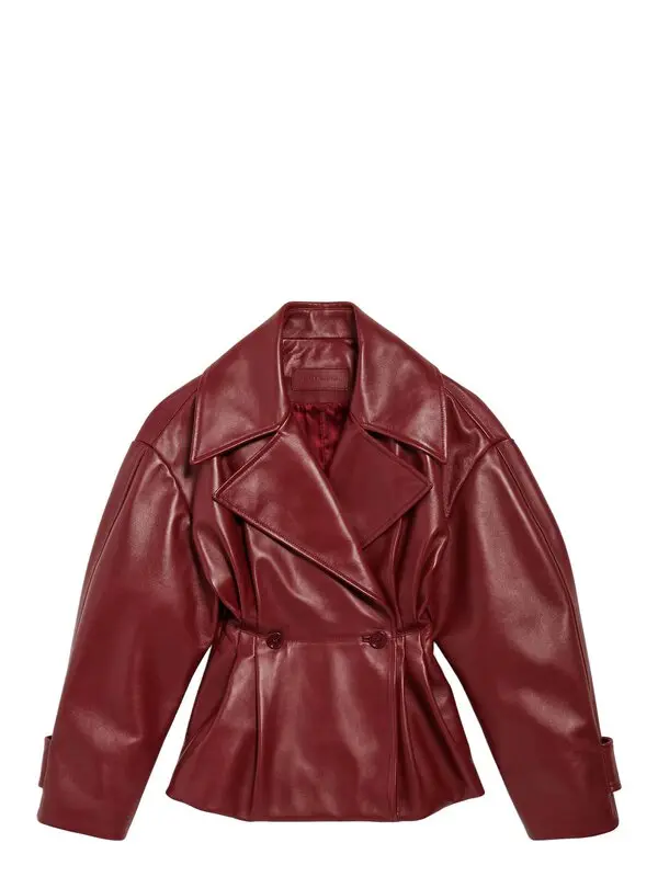 Balenciaga Folded Short Trench In Smooth Lambskin - Red
