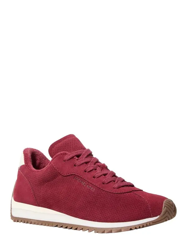 Michael Kors Rhodes Suede And Leather Trainer - Red
