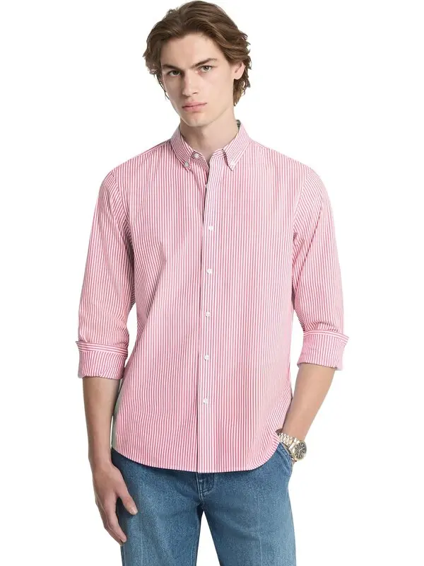 Michael Kors Striped Stretch Cotton Shirt In Size By - Red
