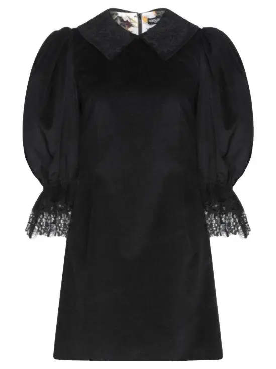 Dolce & Gabbana Solid Color Corduroy Dress - Black