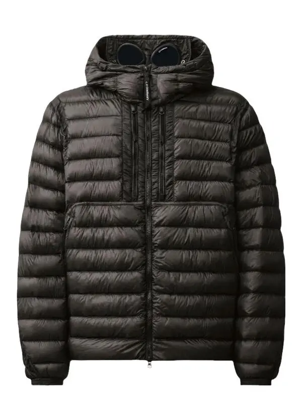 C.P. COMPANY Hooded Quilted Down Goggle Jacket - Black