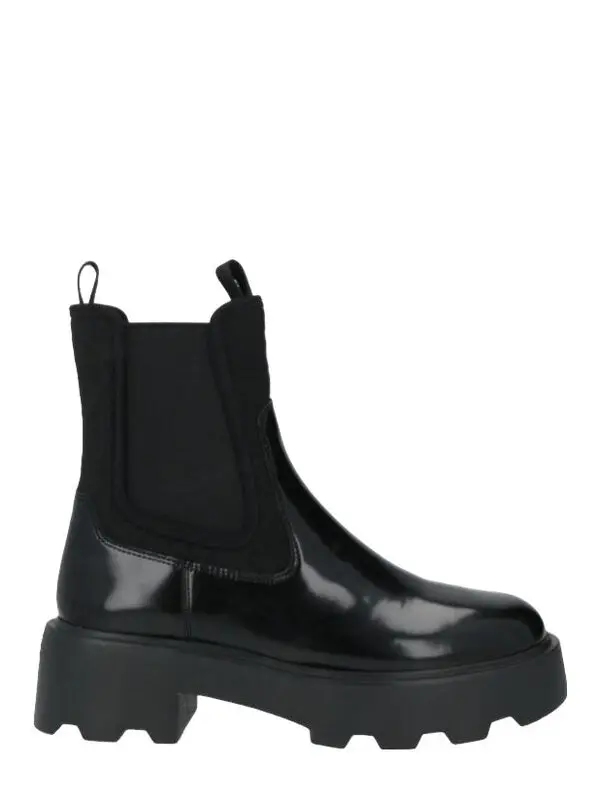 Tory Burch Glossed Leather Platform Boots - Black