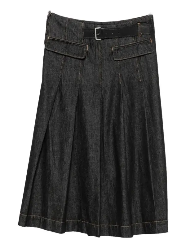 SEMICOUTURE Belted Midi Skirt - Black