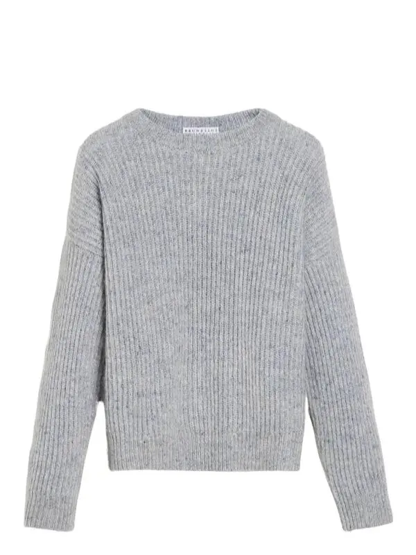 Brunello Cucinelli English Rib-knit Crew-neck Sweater - Denim