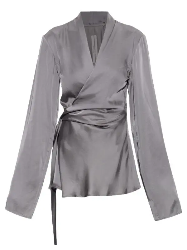 Rick Owens Long-sleeved Wrap Dress - Grey