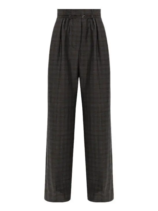 Dries Van Noten Belted Wool Trousers - Grey