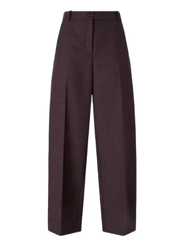 Pinko Slub Wool And Cotton-blend Wide-leg Trousers - Red