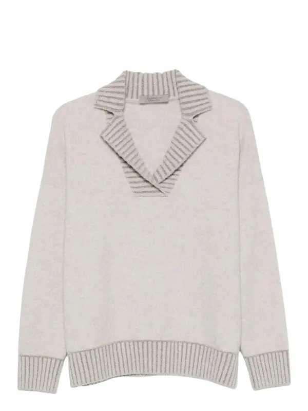 D.exterior Striped-trim Spread-collar Sweater - No
