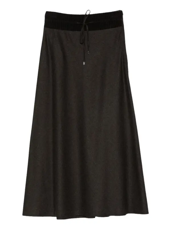 D.exterior Flared Knit Maxi Skirt - Black