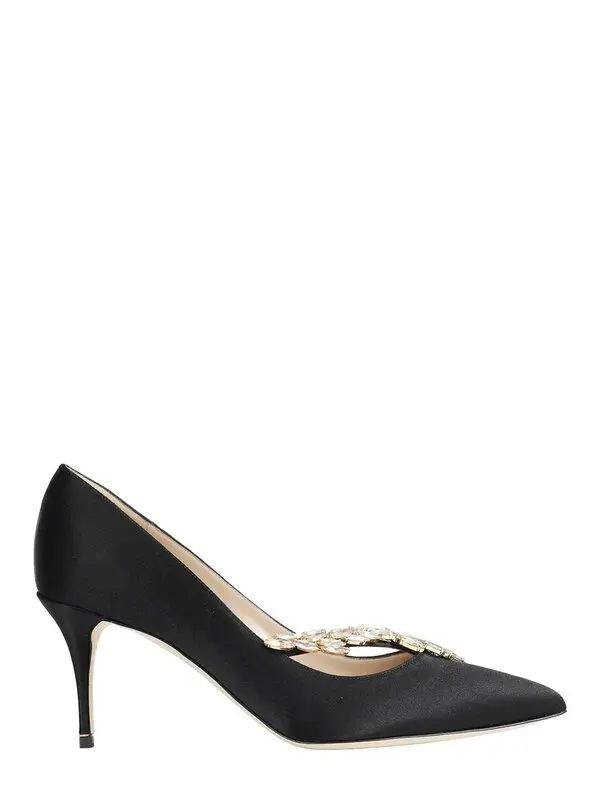 Manolo Blahnik Nadira Jewel Buckle Pumps - Black