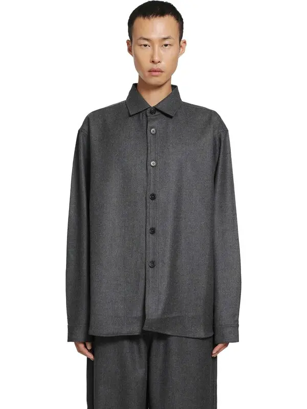 ROSE BURRITO Wool Flannel Overshirt - Grey