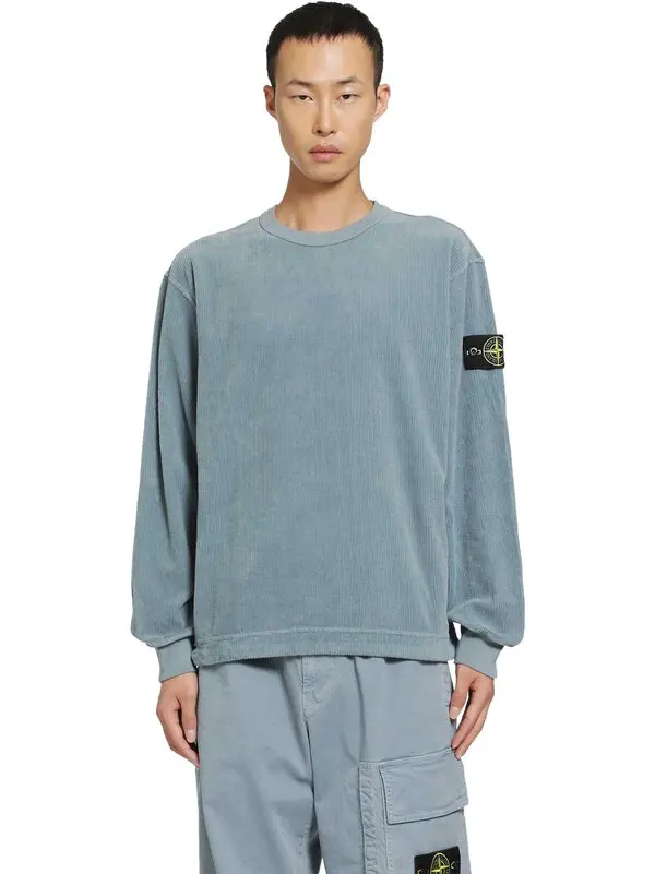 Stone Island Jersey Corduroy Sweatshirt - Blue