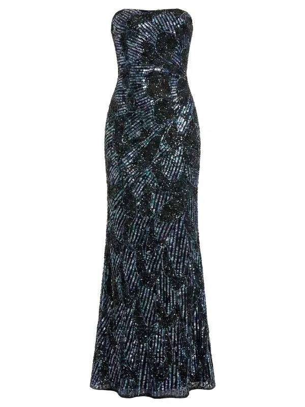 Mac Duggal Sequin Strapless Column Gown - Black