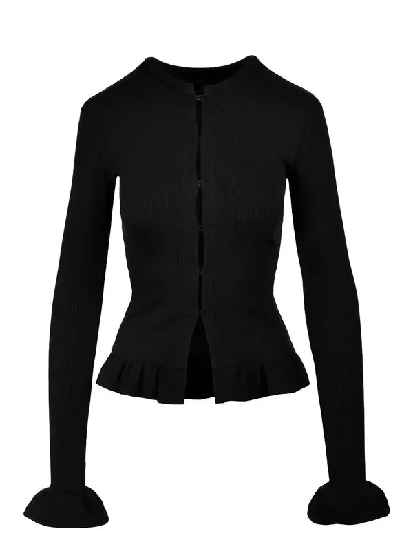 IOANA CIOLACU Daffodil Ribbed Cotton Blouse - Black