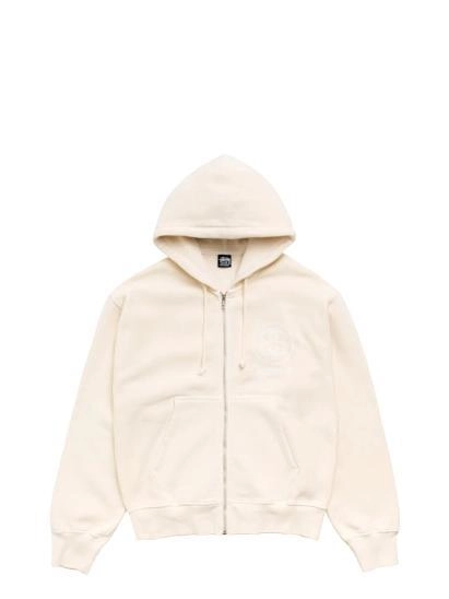 StÜssy Link Sport Zip Garment Dyed Hoodie - Bone
