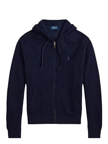 Polo Ralph Lauren Long Sleeve Waffle Knit Full Zip Hybrid Sweater - Tan