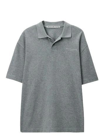 Alexander Wang Allover Hotfix Short Sleeve Polo Tee Shirt - Tan