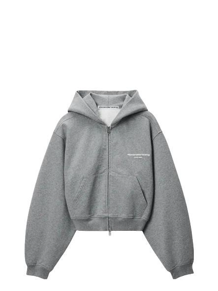 Alexander Wang Logo Print Zip-up Hoodie - Tan