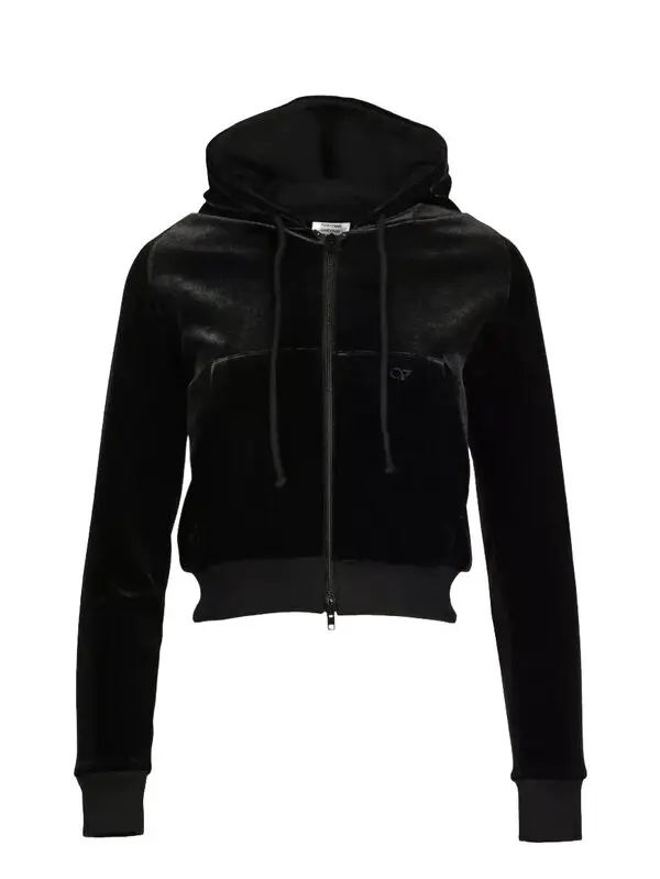 Vetements Velvet Zip-up Hoodie - Black