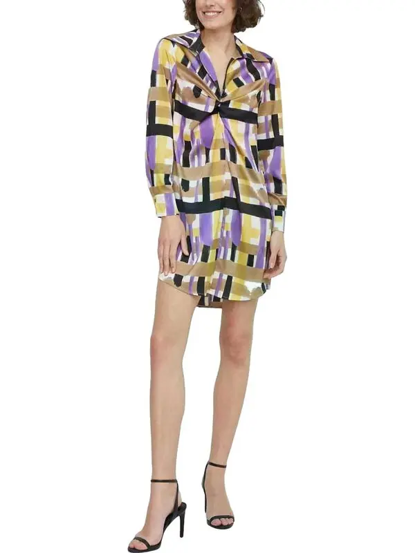 Sisley Twisted-print Mini Dress - Purple