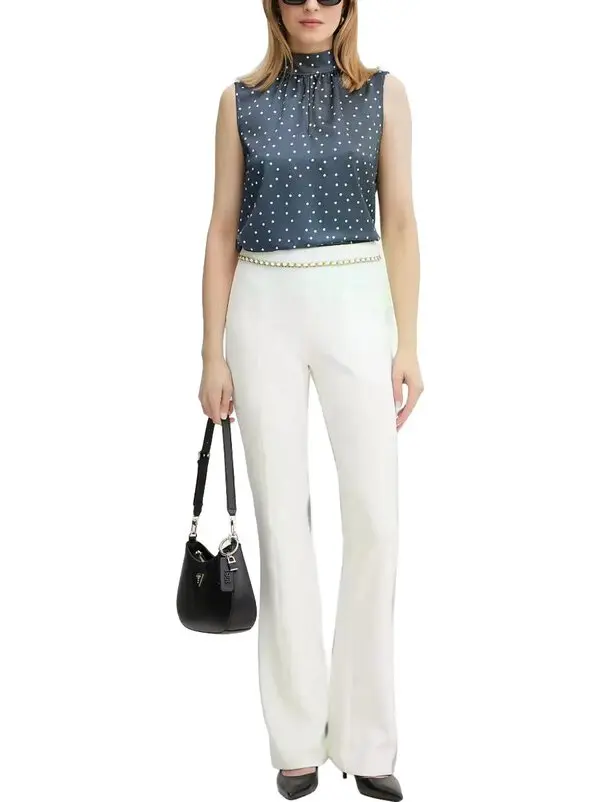 SILVIAN HEACH Polka-dot Tie Neck Sleeveless High Neck Blouse - Grey