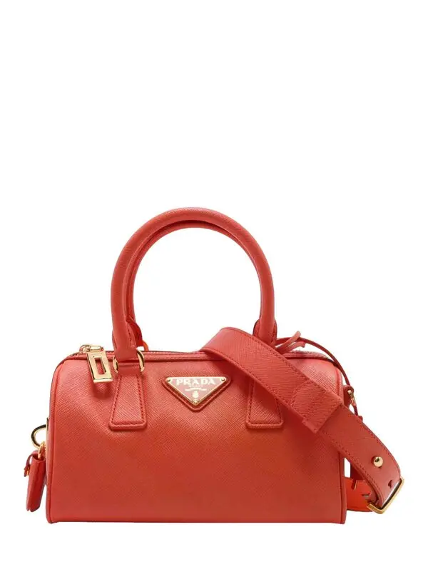 Prada Saffiano Lux Boston Bag Satchel - Orange